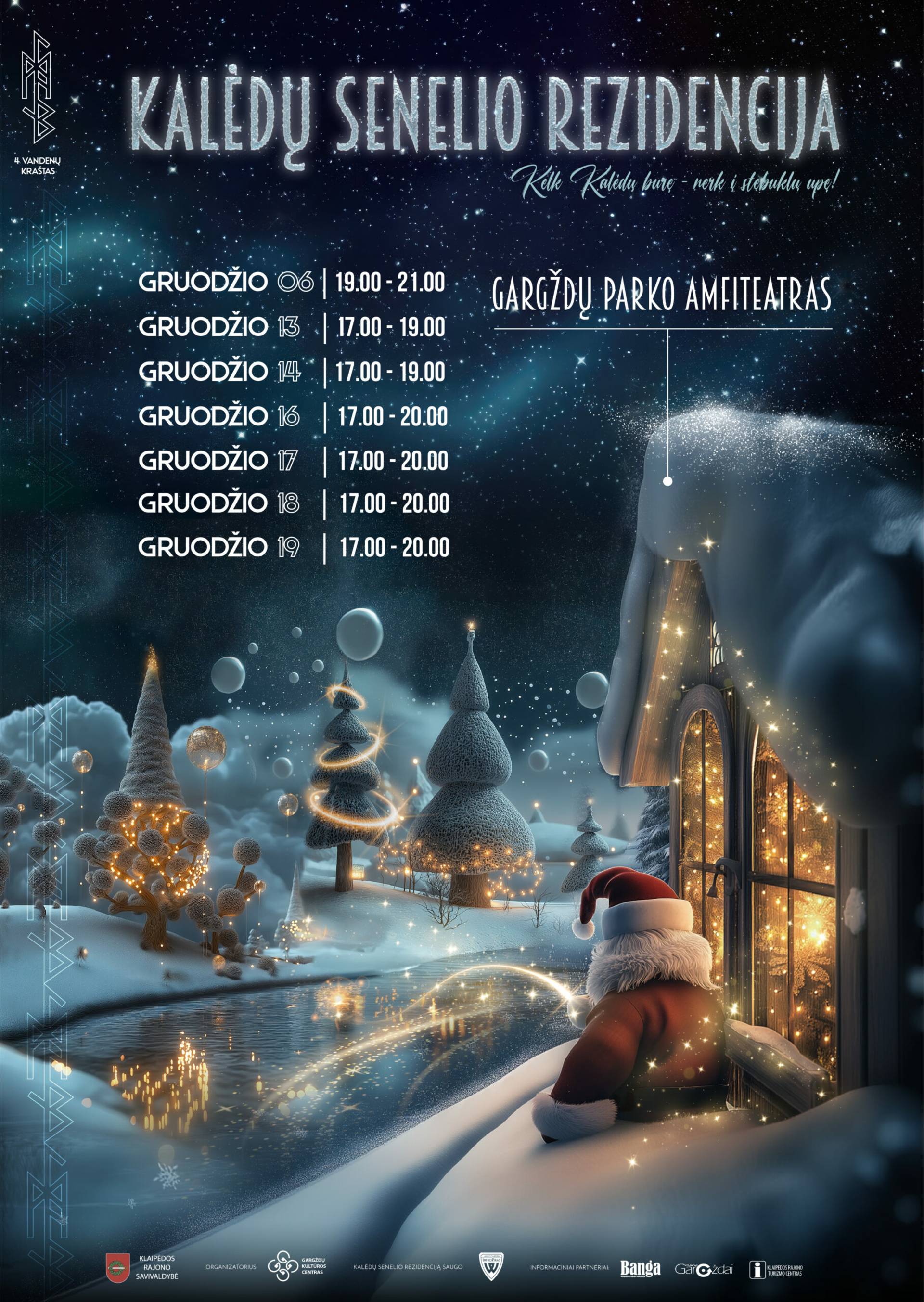 Kalėdų Senelio rezidencija Gargždų parko amfiteatre